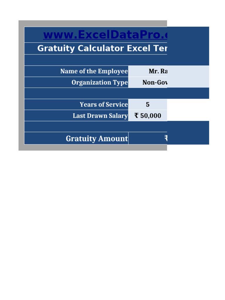Gratuity Calculator Excel Template | PDF