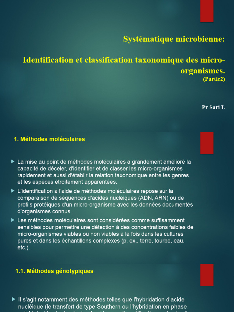Identification des micro-organismes par méthodes moléculaires | PDF ...