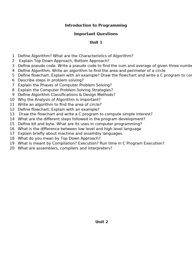 Introduction to Programming Important Revised Questions | PDF | Pointer ... Introduction to Programming Important Revised Questions | PDF | Pointer ...