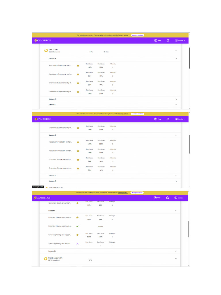 Cambridge Lesson - Unit 1 | PDF