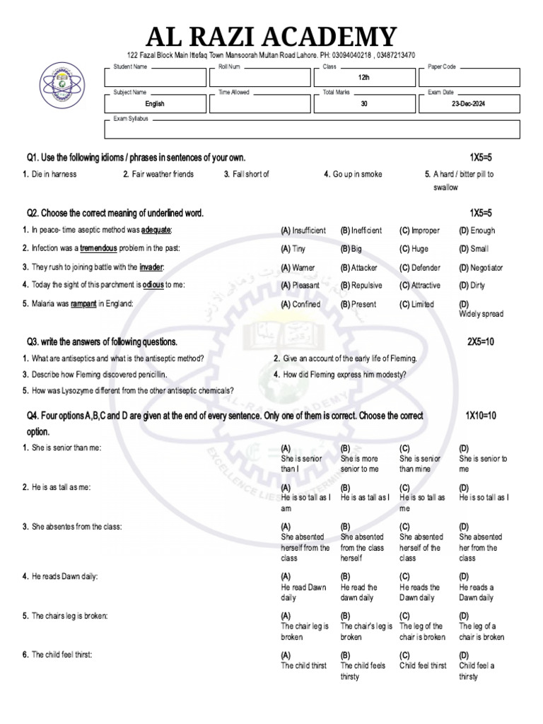 2nd Year Unique Notes by Muhammad Abdullah ACP | PDF