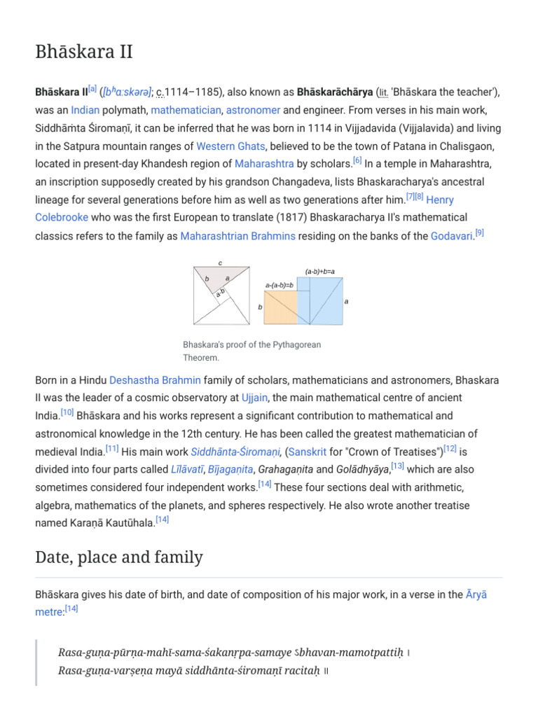 Bhāskara II: Contributions to Mathematics | PDF | Mathematics