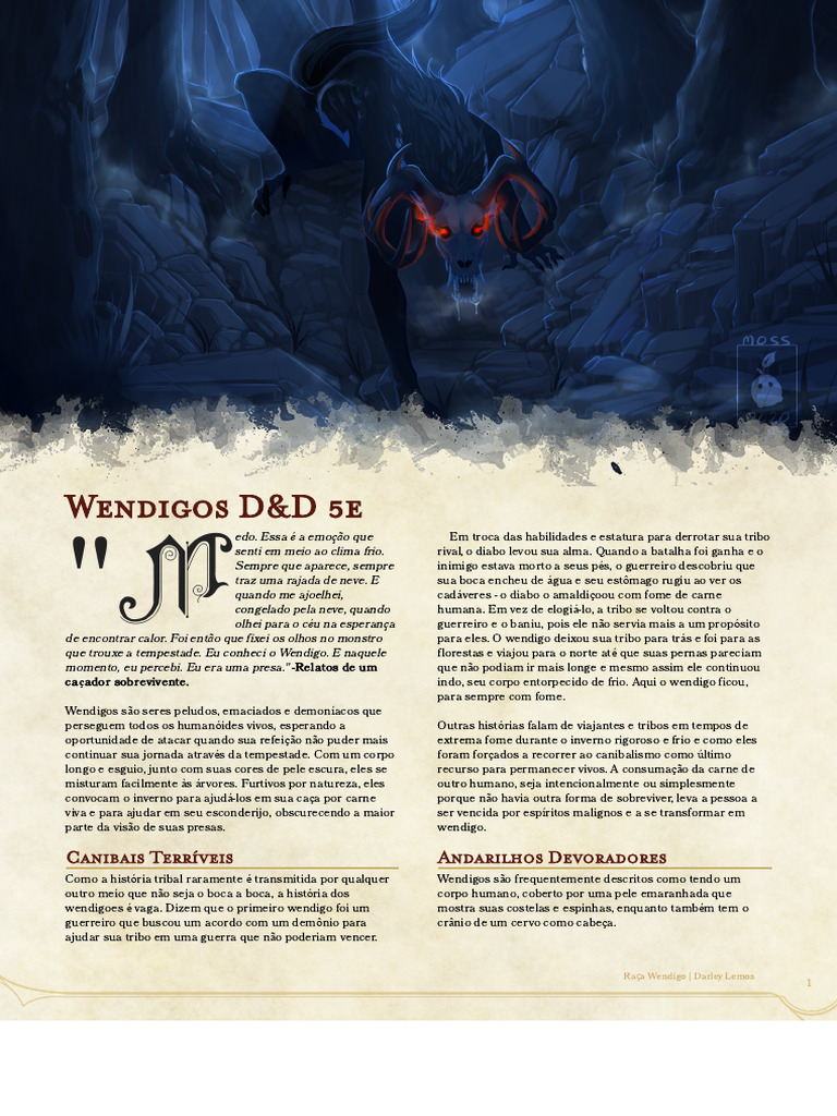 Wendigos - DnD5e | PDF | Humano | Caça