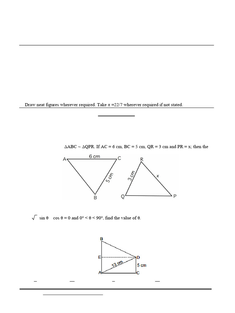 Maths Class X Sample Paper Test 09 For Board Exam 2025 QP | PDF ...