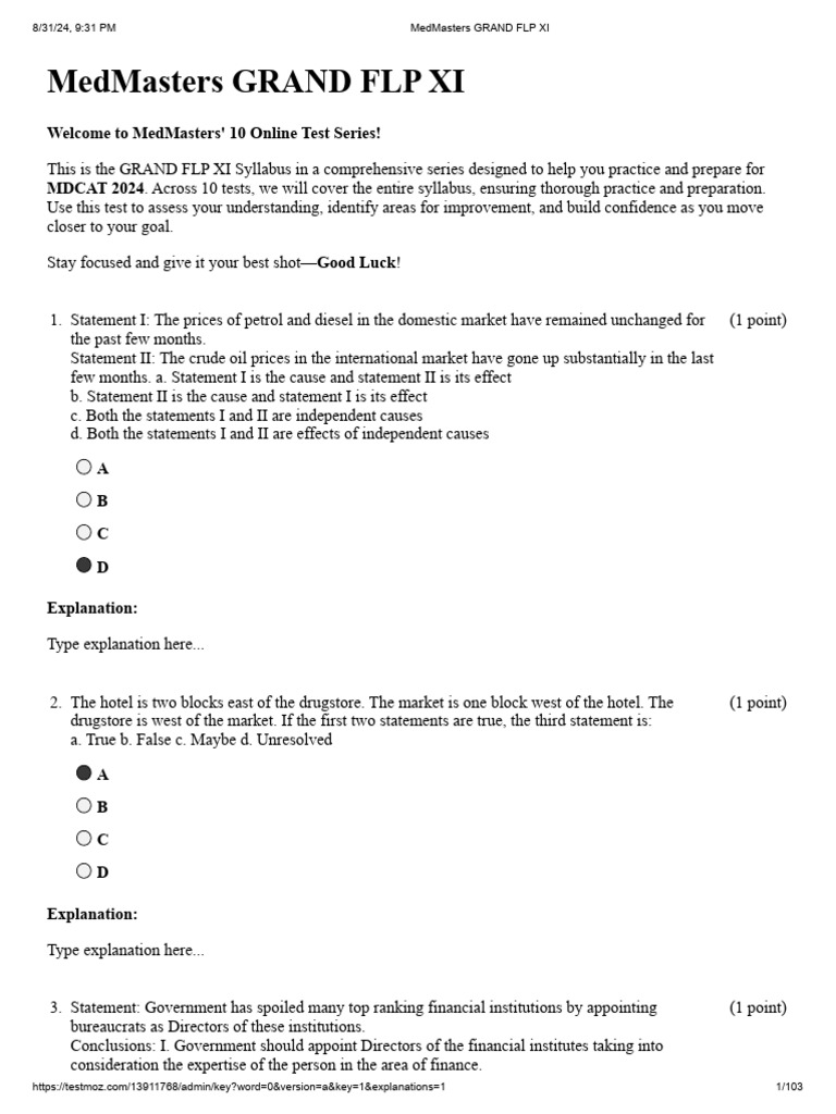 Medmasters Grand FLP Xi | PDF | Diet & Nutrition | Chemistry