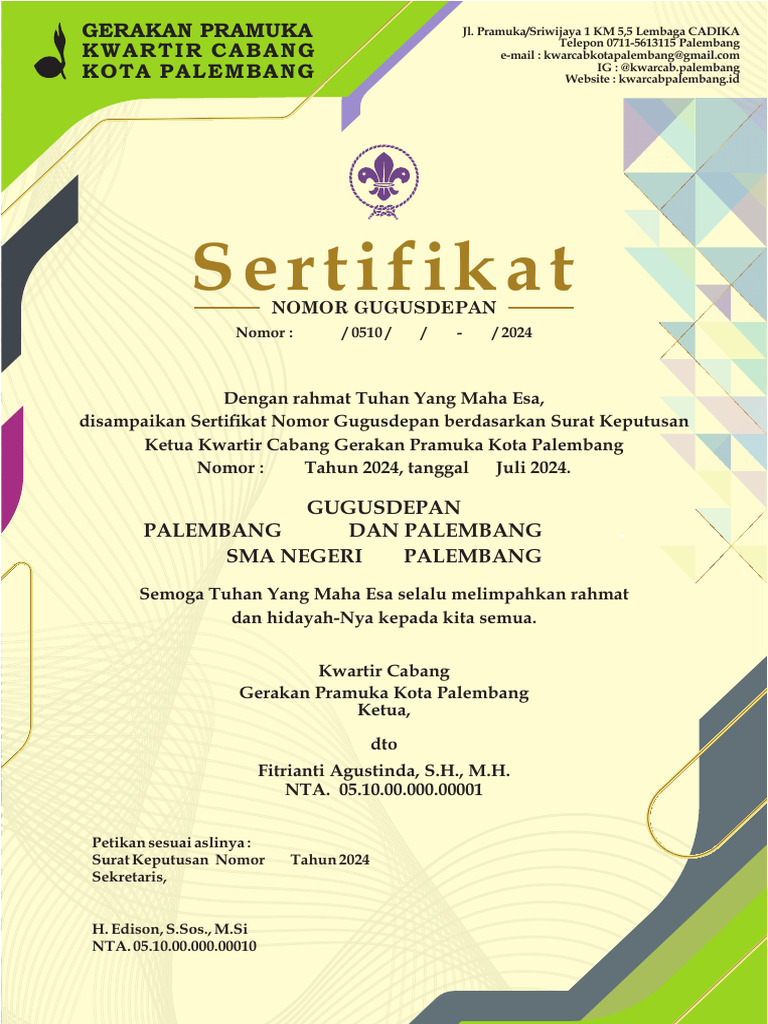 Sertifikat Gudep | PDF