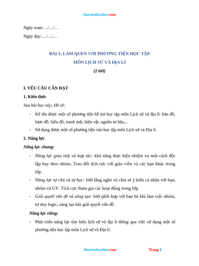 GA Lich Su Va Dia Li 4 HK1 | PDF