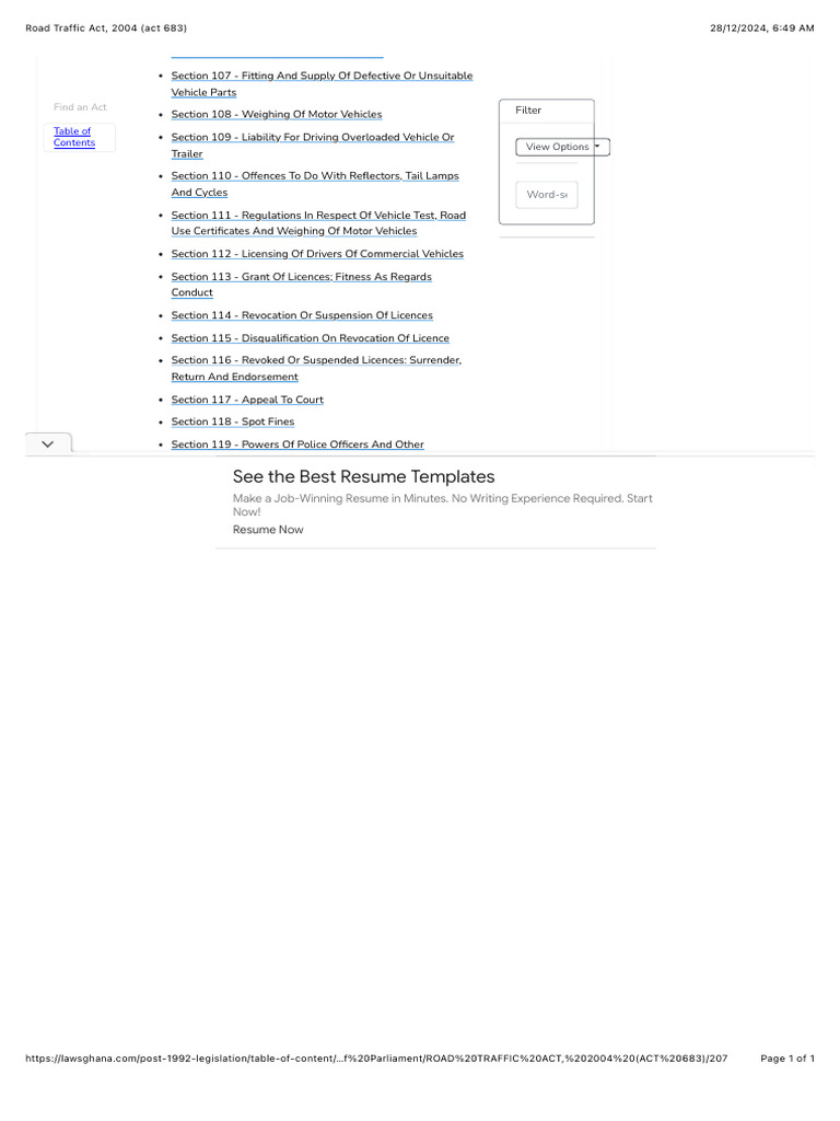 Road Traffic Act, 2004 (Act 683) | PDF | License | Vehicles