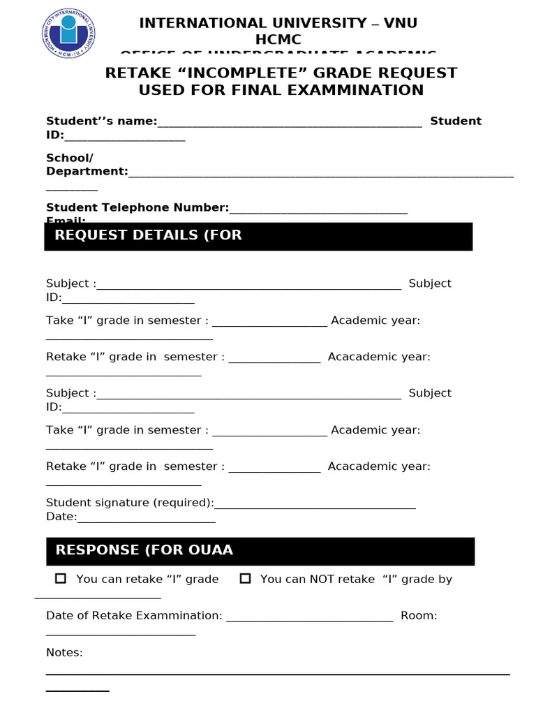 Retake I Grade Form | PDF