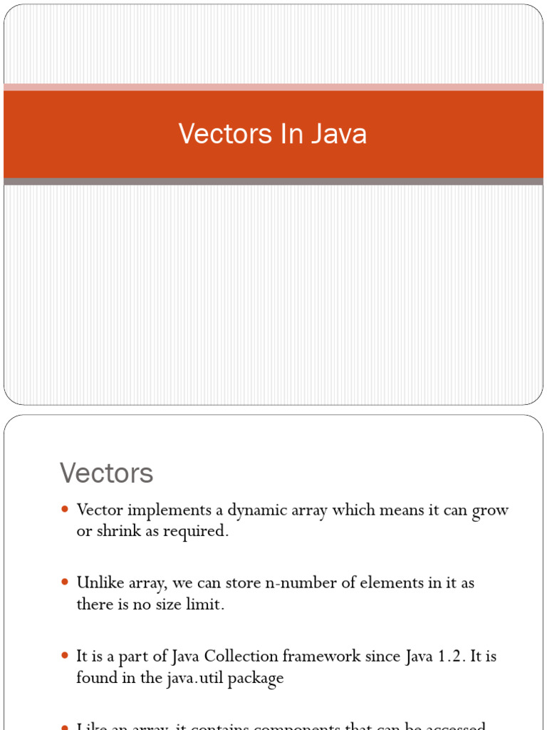 Vectors in Java | PDF | Software Development | Computing Vectors in Java | PDF | Software Development | Computing
