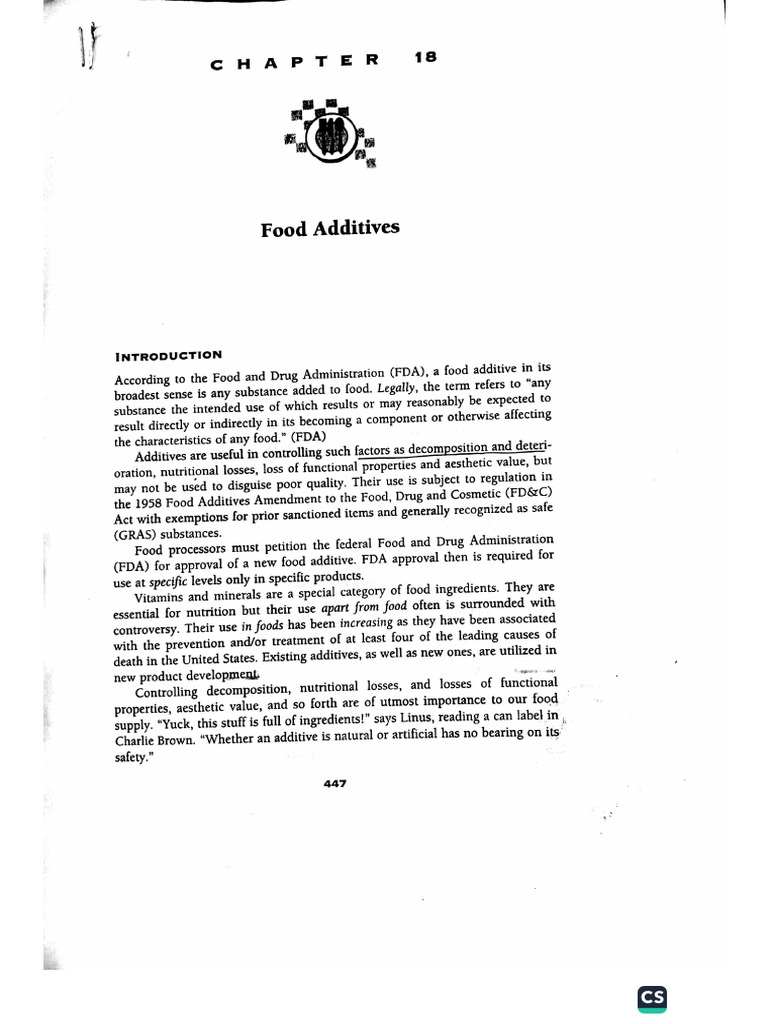 Food Science and Technology Notes (Food Additives) | PDF