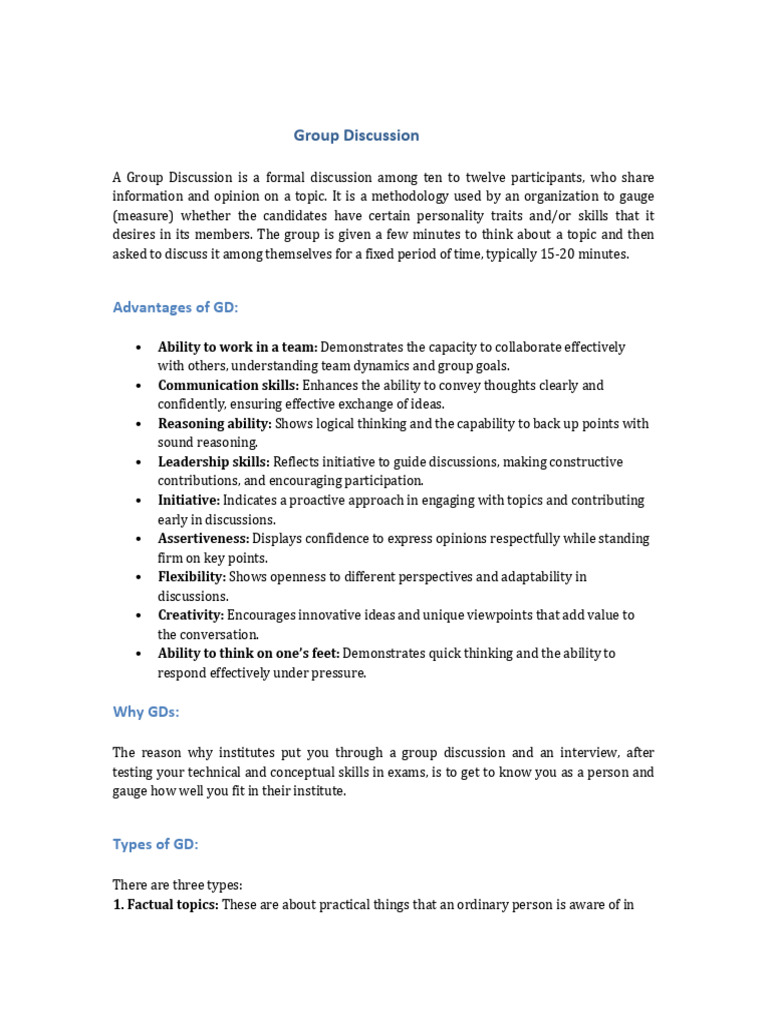 Understanding Group Discussions and Benefits | PDF | Reason | Thought