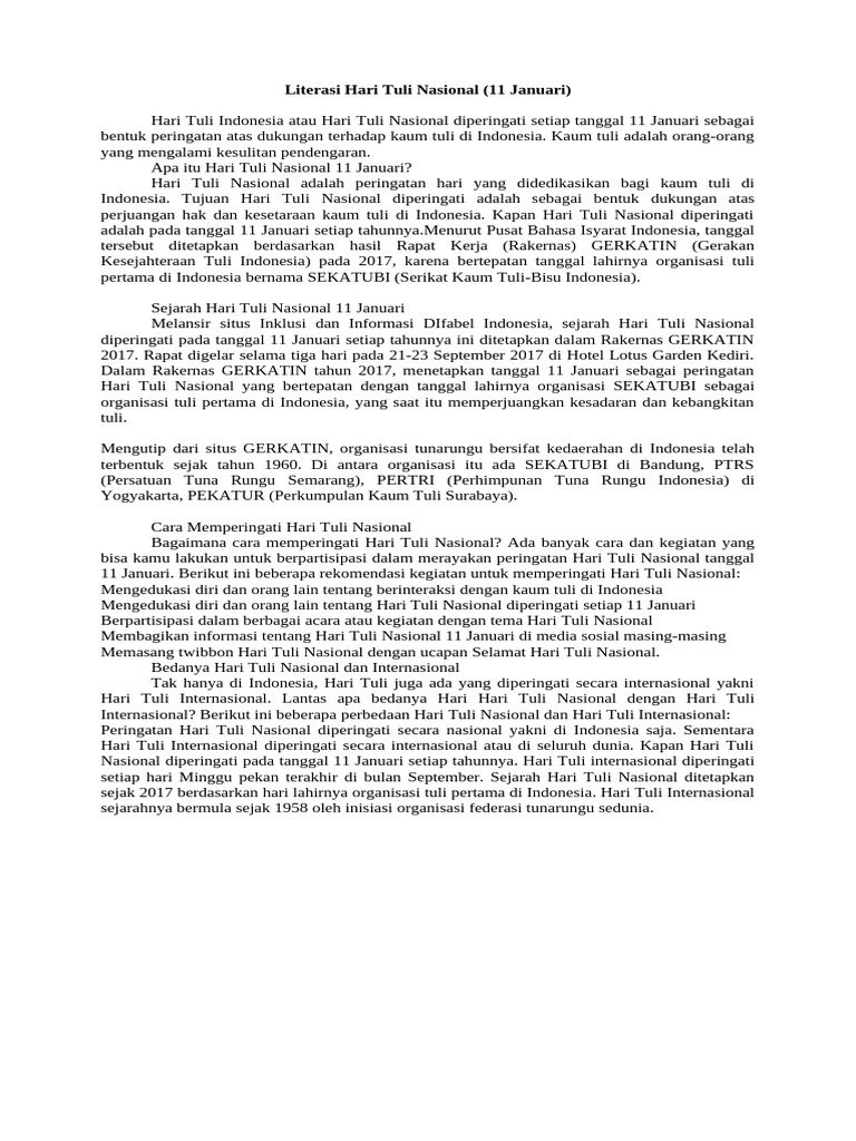 Literasi Hari Tuli Nasional | PDF