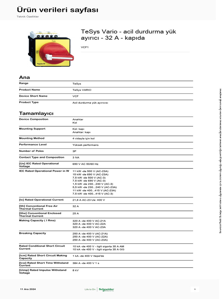 Schneider Electric - TeSys-minivario - VCF1 | PDF