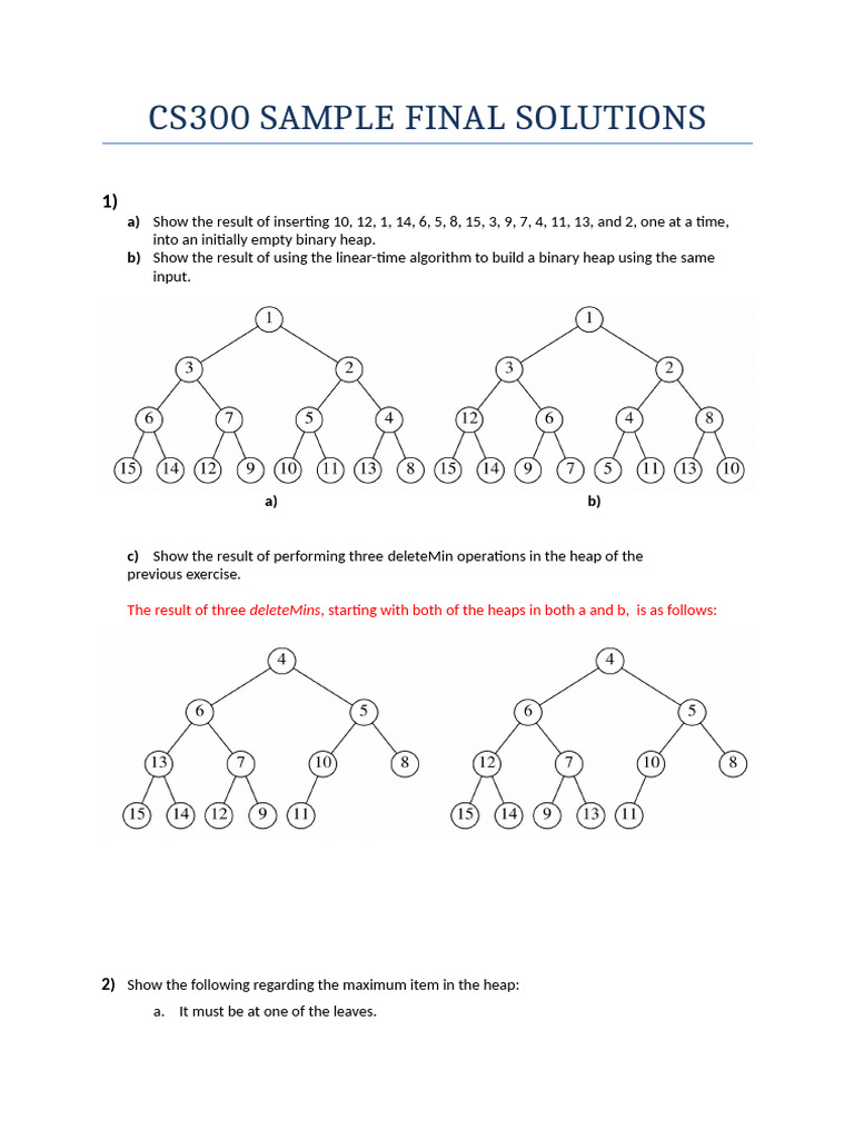 CS300 Sample Final Solutions | PDF | Combinatorics | Discrete Mathematics