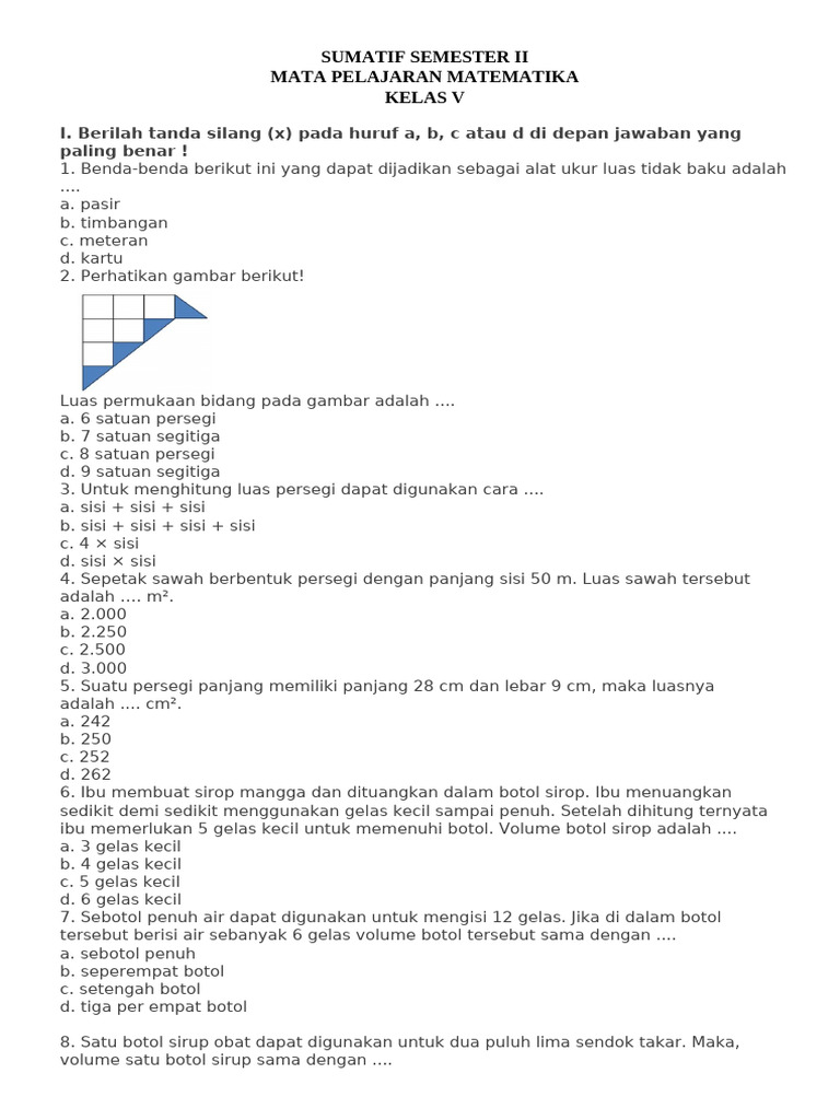 Sumatif Semester I1 MTK | PDF