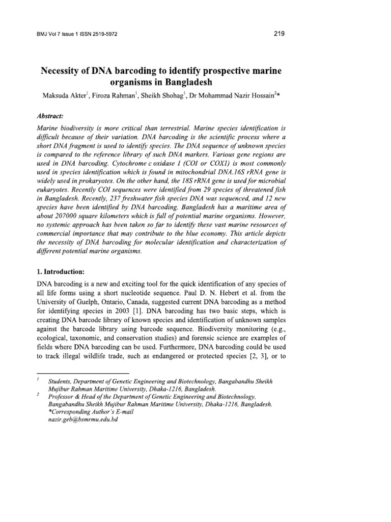 DNA Barcoding Marine Fish | PDF
