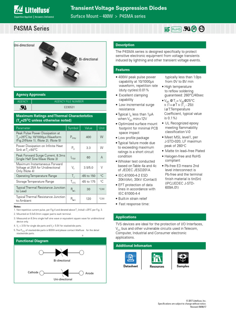P4SMA30C | PDF | Diode | Electrical Engineering