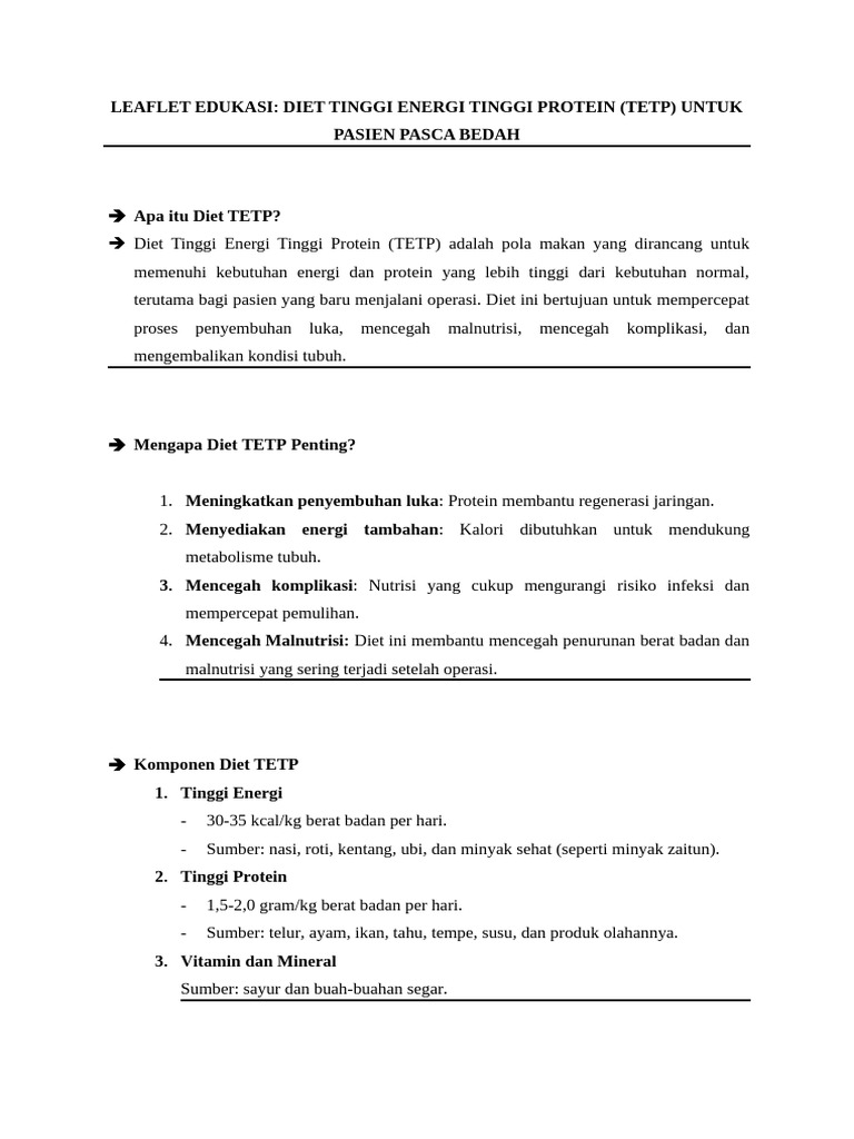 Leaflet Tetp Pasien Pasca Bedah | PDF
