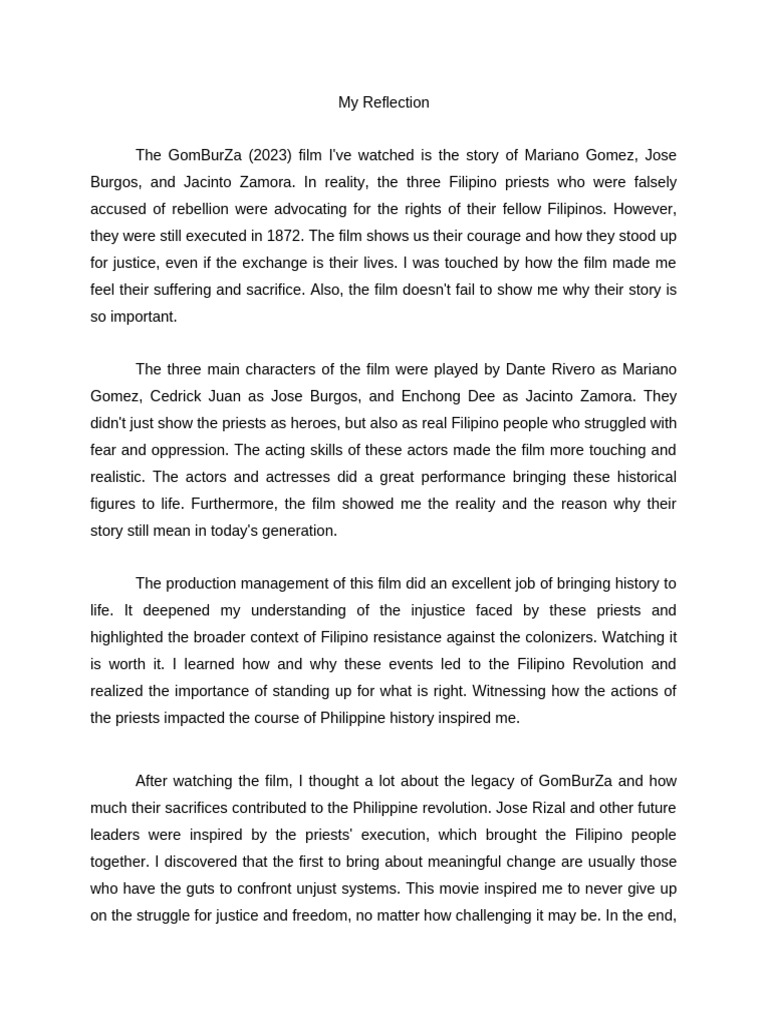 Reflection on GomBurZa Film Impact | PDF