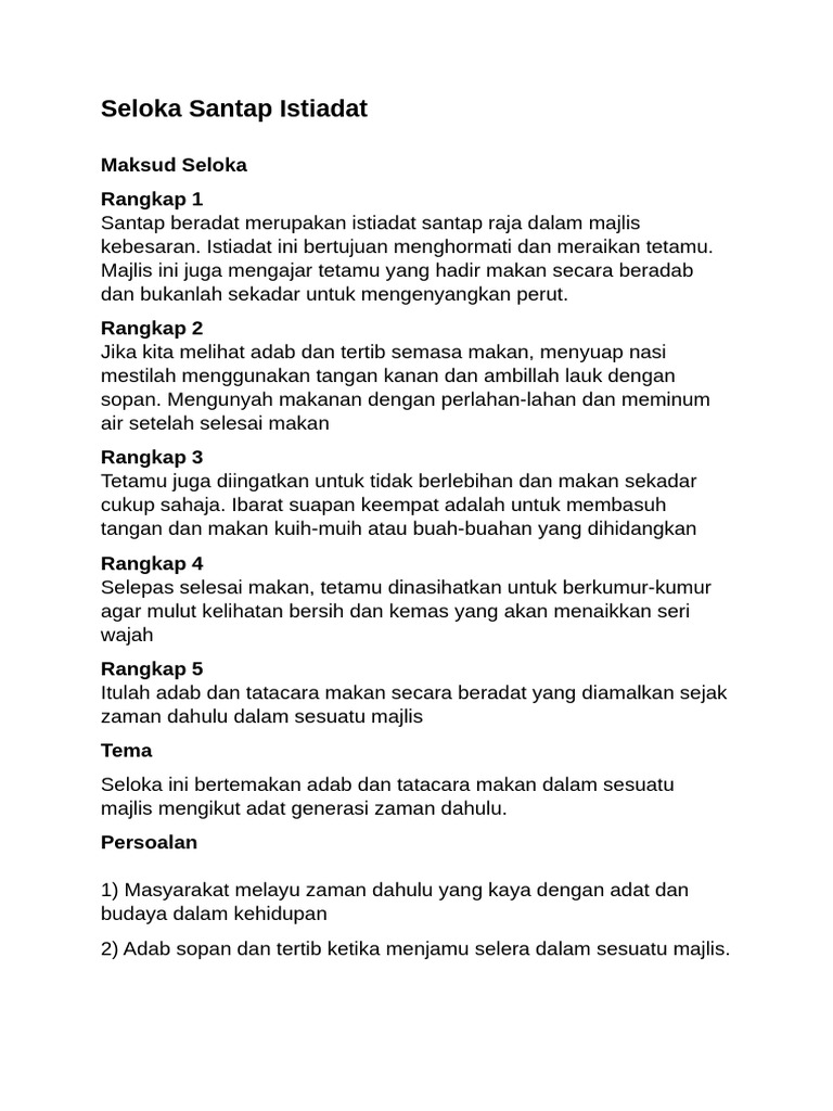 Seloka Santap Istiadat | PDF