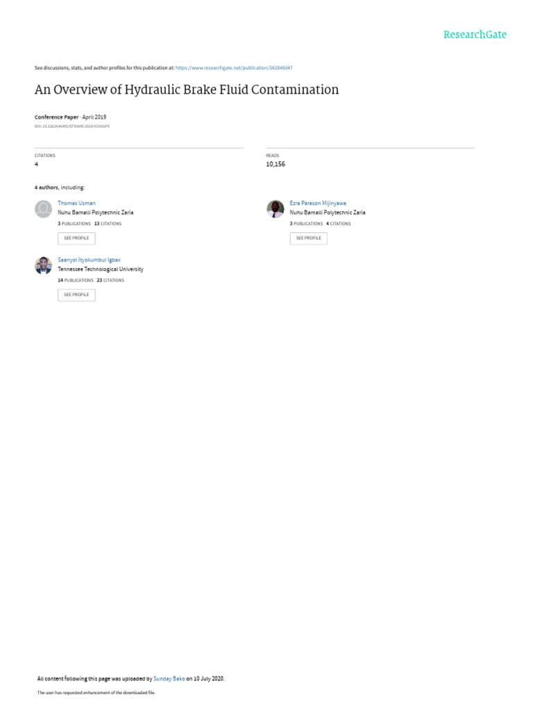 An Overview of Hydraulic Brake Fluid Contamination | PDF | Brake ...