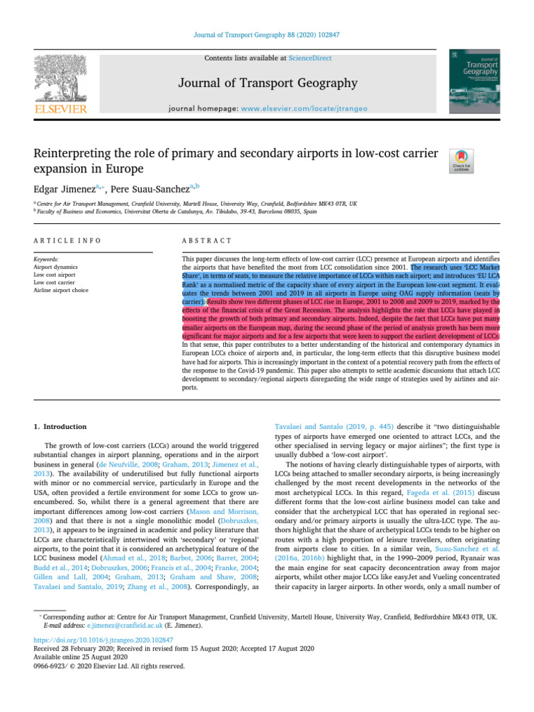 Reinterpreting The Role of Primary and Secondary Airpo 2020 Journal of ...