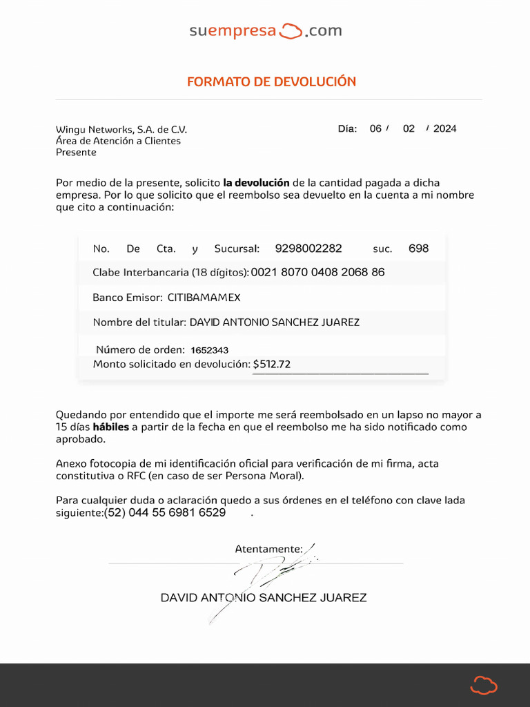 Formato-Para-Devolucion 3 | PDF