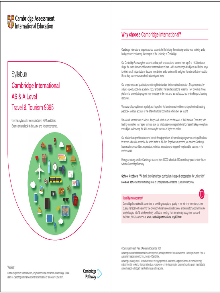 Travel & Tourism 9395 Syllabus Overview | PDF | Learning | Critical ...