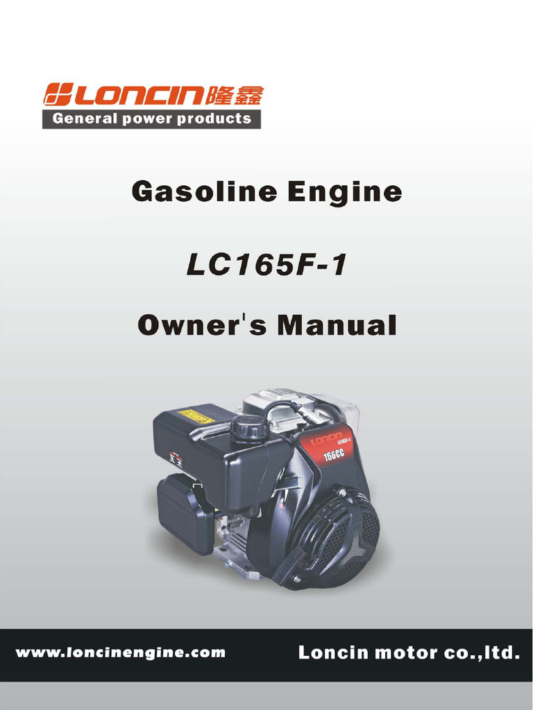 Loncin Manual C165-1+Owner's+Manual | PDF | Gasoline | Methanol