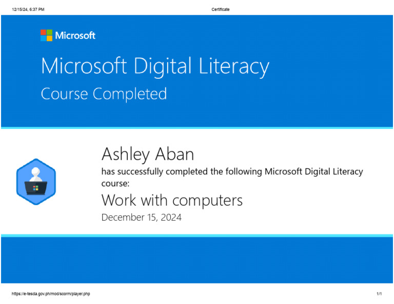 Microsoft Digital Literacy - Working With Computers | PDF