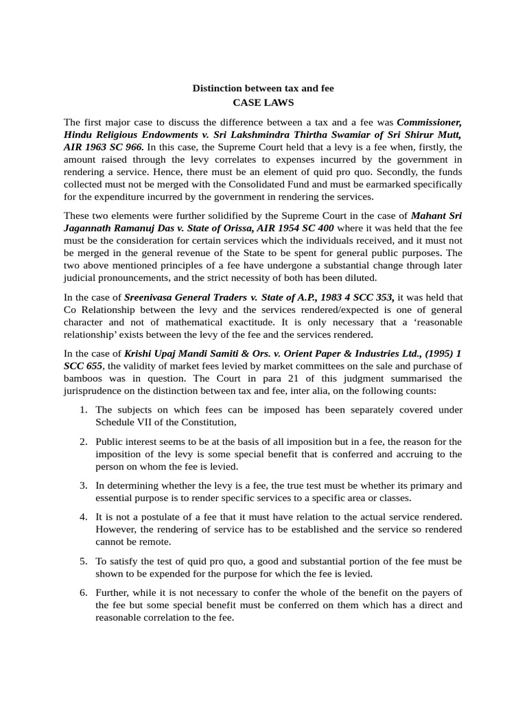 Tax vs. Fee: Key Legal Distinctions | PDF | Taxes | Public Law