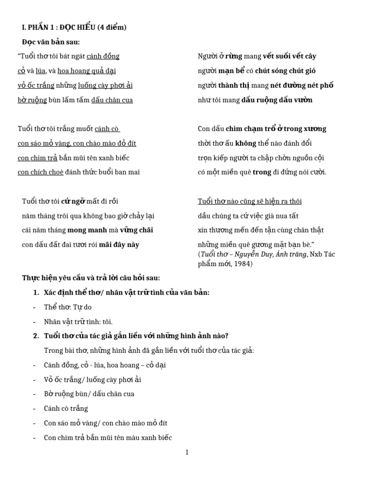 Tu I TH - Nguy N Duy, Ánh Trăng | PDF