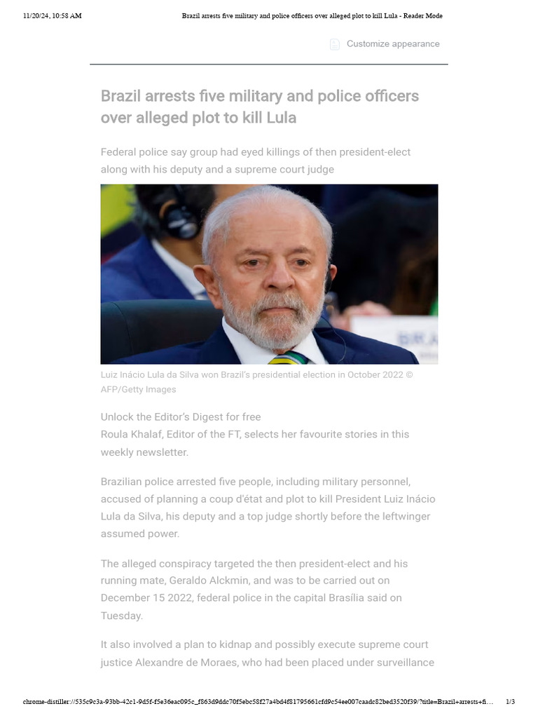 Brazil Arrests Five Military and Police Officers Over Alleged Plot To ...