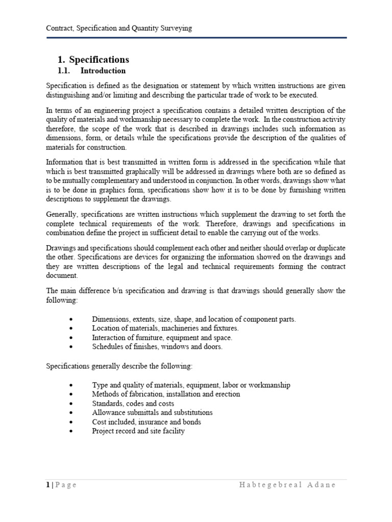 Understanding Construction Specifications | PDF | Specification ...