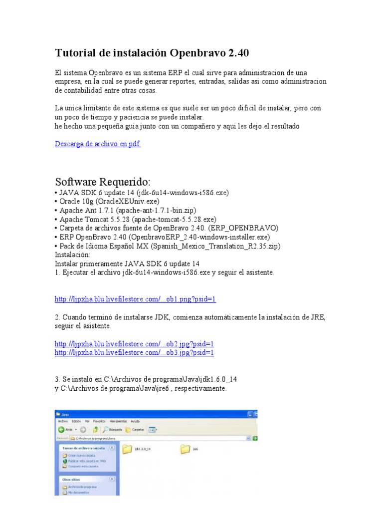 Tutorial de Instalación Openbravo 2 | PDF | Servidor HTTP Apache | Java (lenguaje de programación)