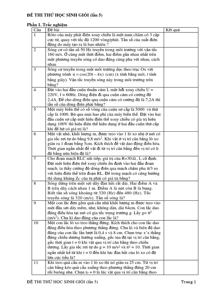 De Thi Thu Lan 5 | PDF