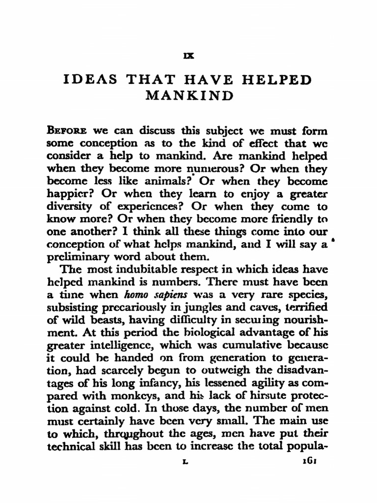 Ideas That Have Helped Mankind by Russel | PDF