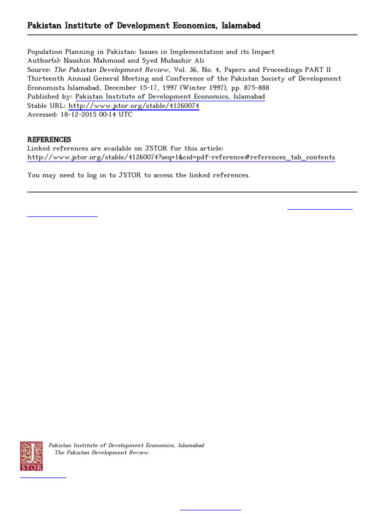 population planning implementation in Pakistan | PDF | Pakistan | Human ...