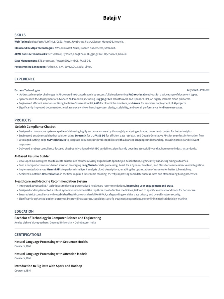 Balaji Resume | PDF | Artificial Intelligence | Intelligence (AI ...