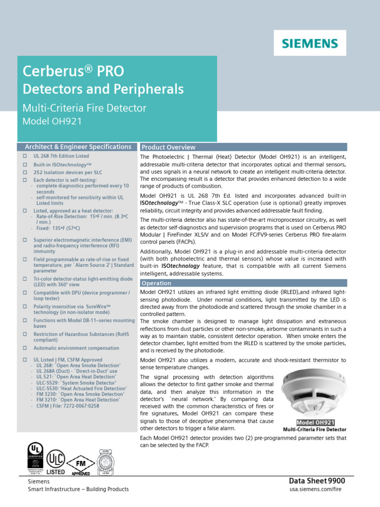 Siemens - Multi Detector OH921 | PDF | Sensor | Light Emitting Diode