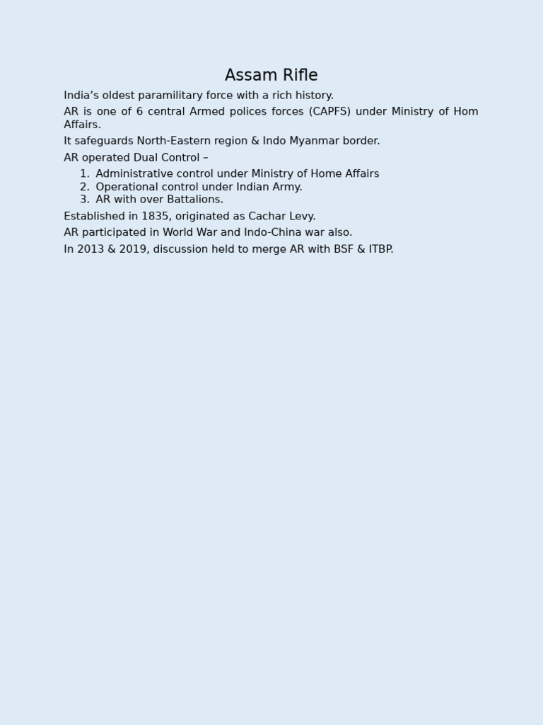 Assam Rifle | PDF