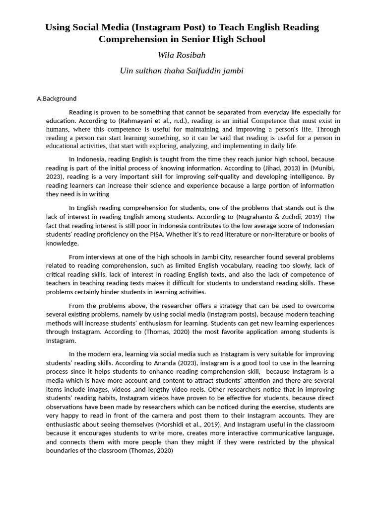 Instagram for High School English | PDF | Reading Comprehension ...
