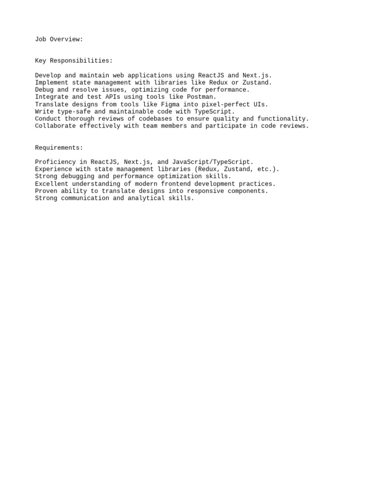 Frontend Developer JD | PDF