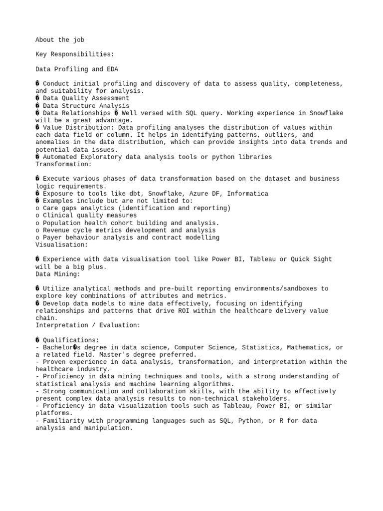 Data Analyst JD | PDF