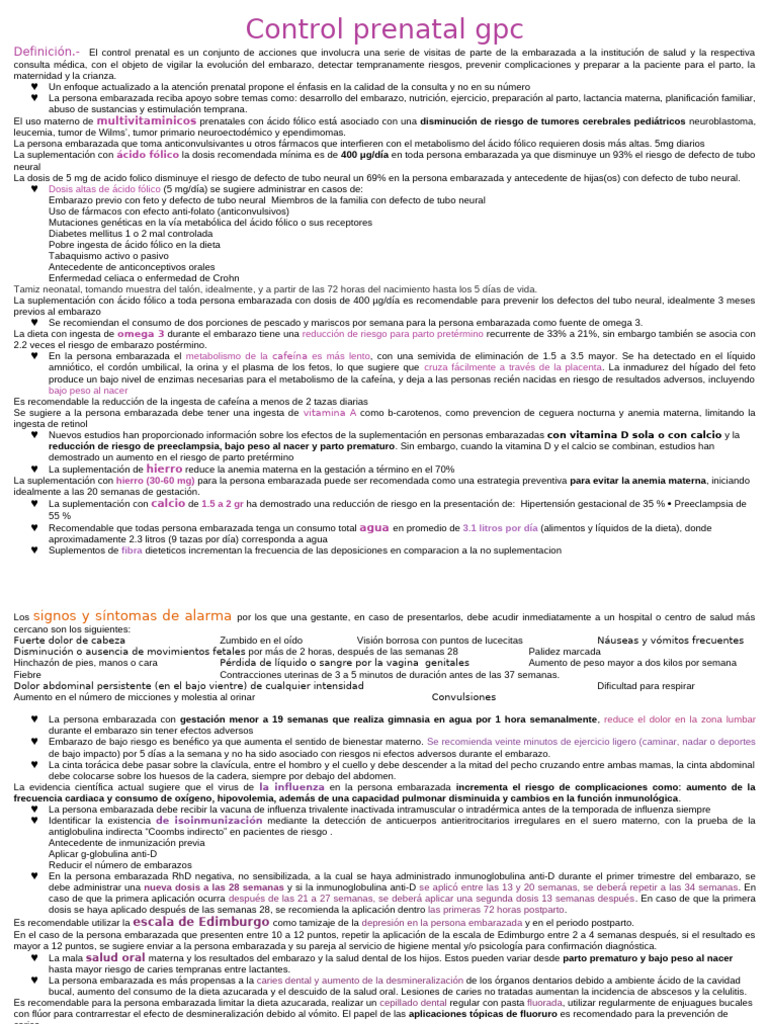 Control Prenatal GPC | PDF | El embarazo | Parto prematuro