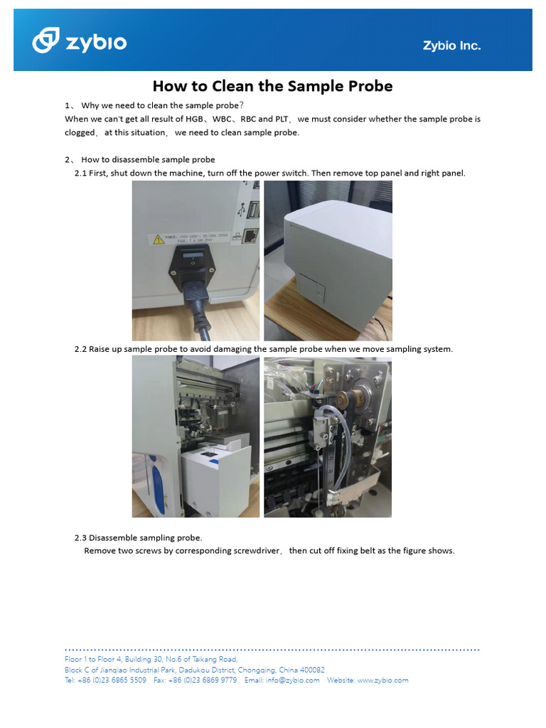 【Zybio】How to Clean the Sample Probe V1.0 - 220721 | PDF