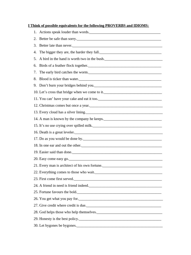 Idioms and Proverbs 1 | PDF