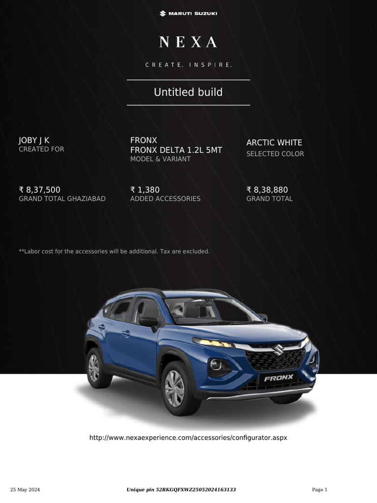 Fronx Delta 1.2L 5MT Quotation Details | PDF | Car | Front Wheel Drive ...