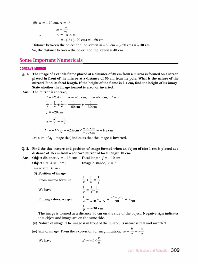 Class 10 Xamidea Science Light Numericals | PDF
